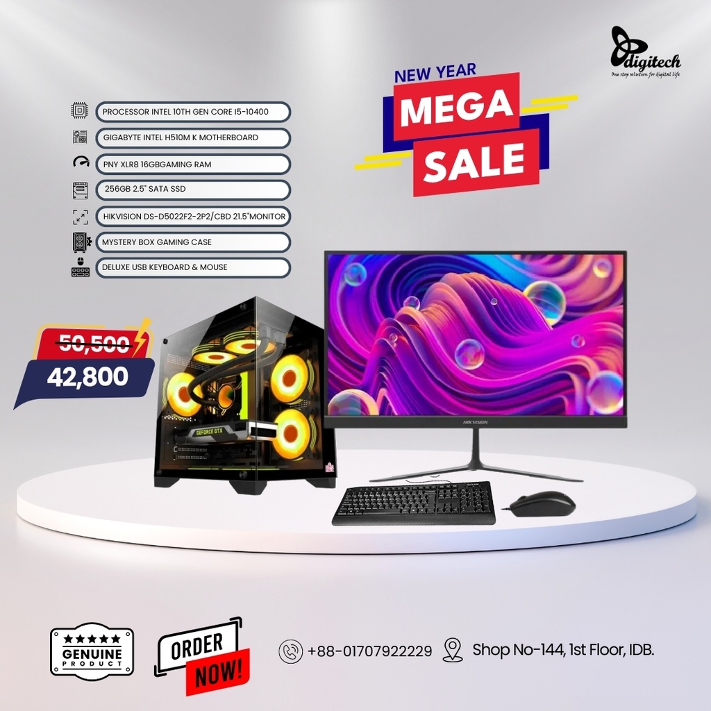 Intel 10th Gen Core i5 16GB RAM 256GB SSD Desktop Clone PC | Digitech E-Commerce