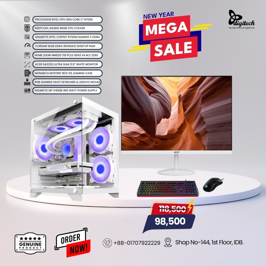 Intel 14th Gen Core i7 16GB RAM 1TB SSD Desktop Clone PC | Digitech E-Commerce